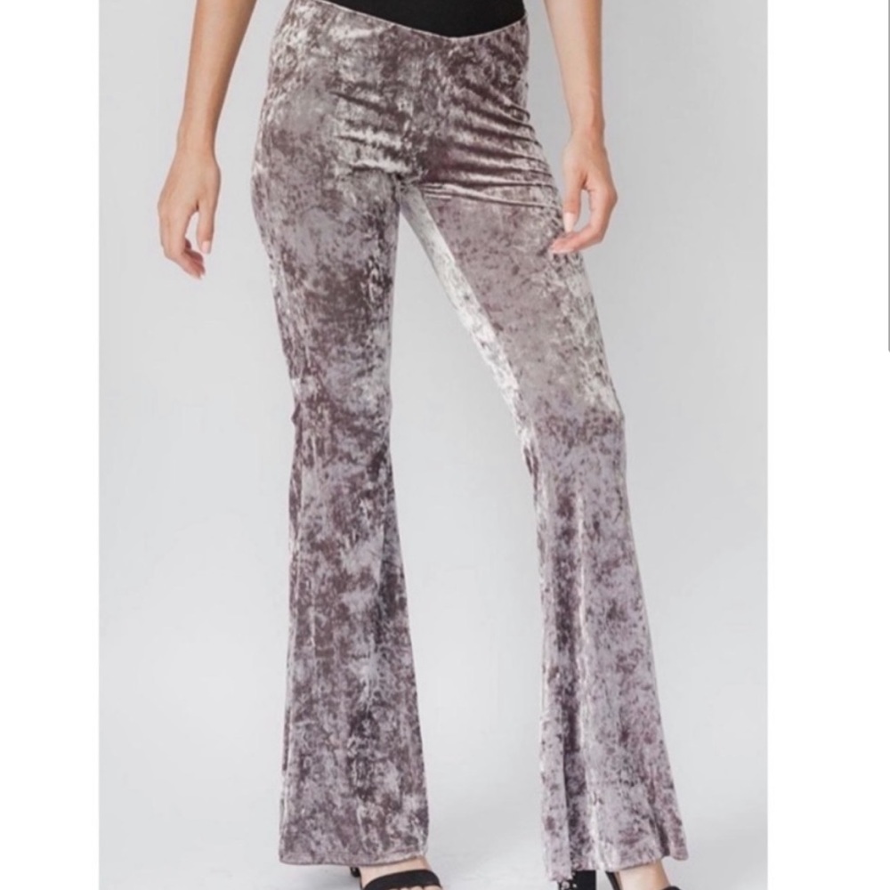 Band Of Gypsies Helga Crushed Velvet Flare Pants - Gem